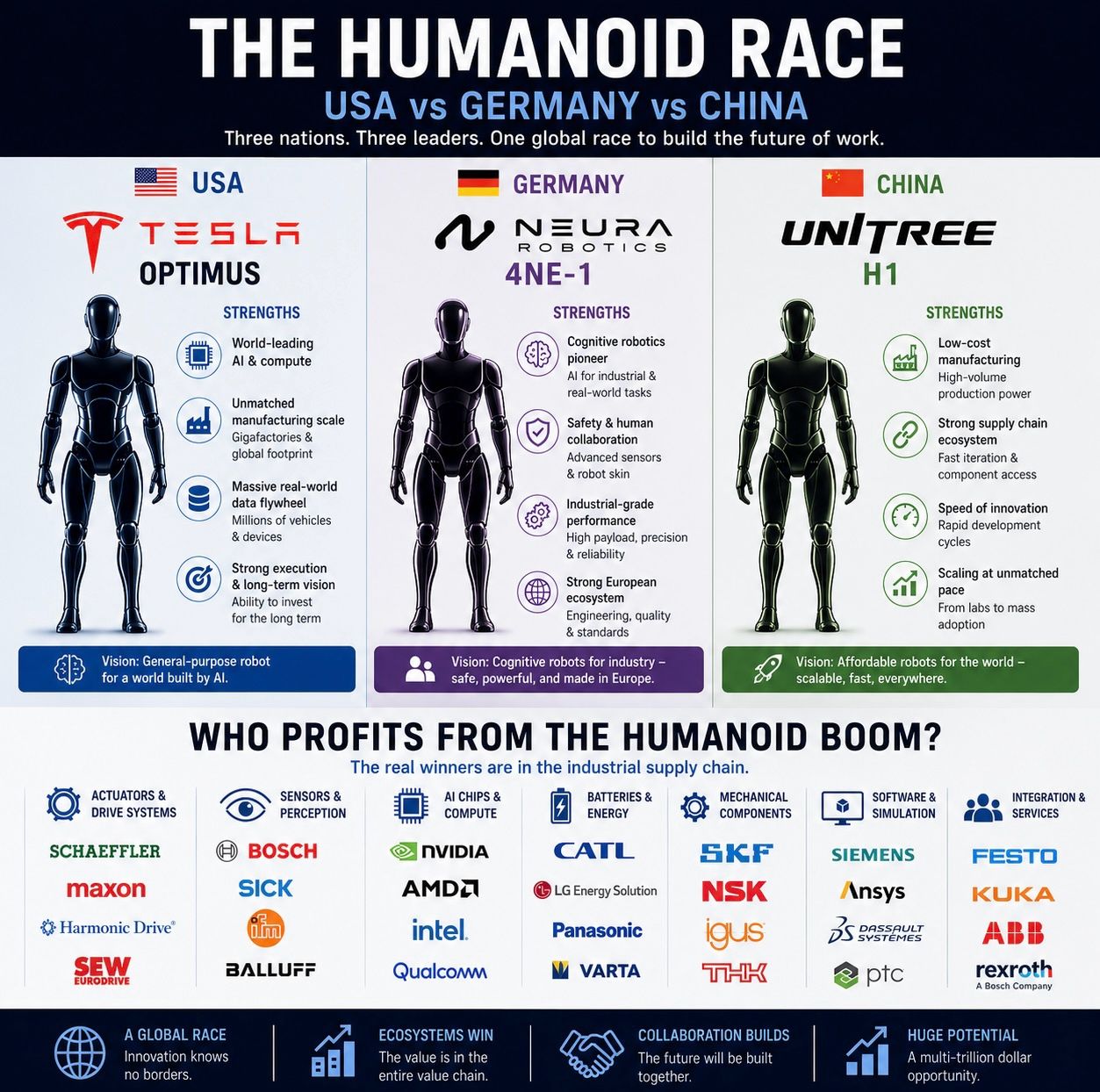 De race van de humanoïde robots wint niet alleen degene die de robot ...